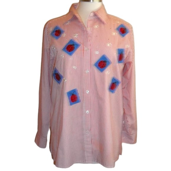 Quacker Factory | Tops | Quacker Factory Lady Bug And Daisy Shirt ...